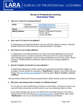 LARA Licensing FAQ | Greater Metropolitan Association of Realtors